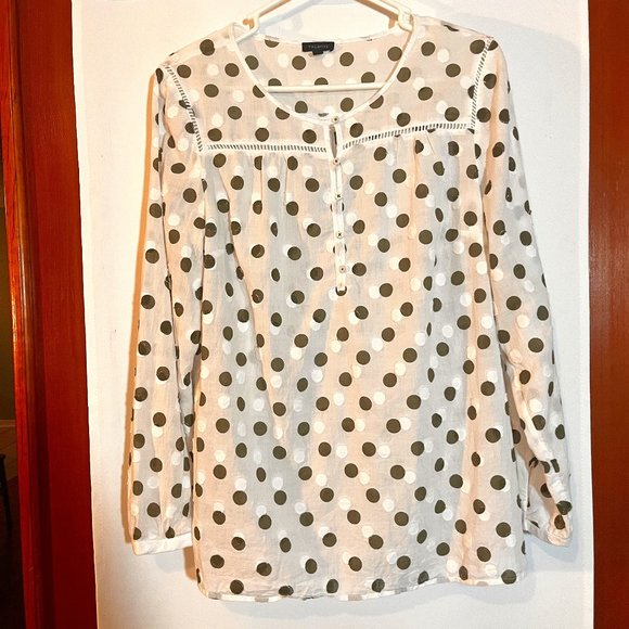 Talbots | Tops | Talbots Polka Dot Sheer Textured Henley | Poshmark